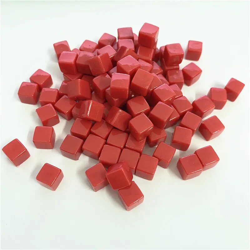Прозрачные кубические кости 8 мм, 500 шт. Бордовый, Solid red