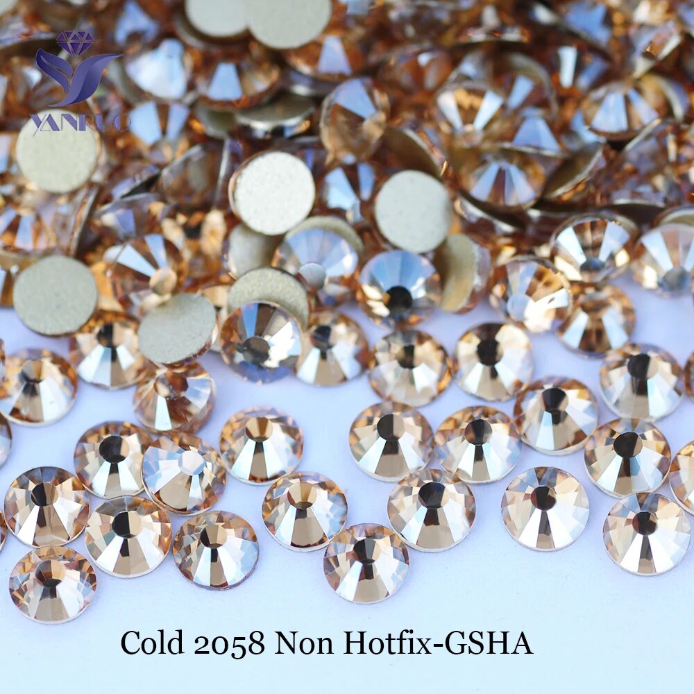 YANRUO Хрустальные стразы для декорирования SS3-SS34 SS16 1440Pcs, Golden Shadow