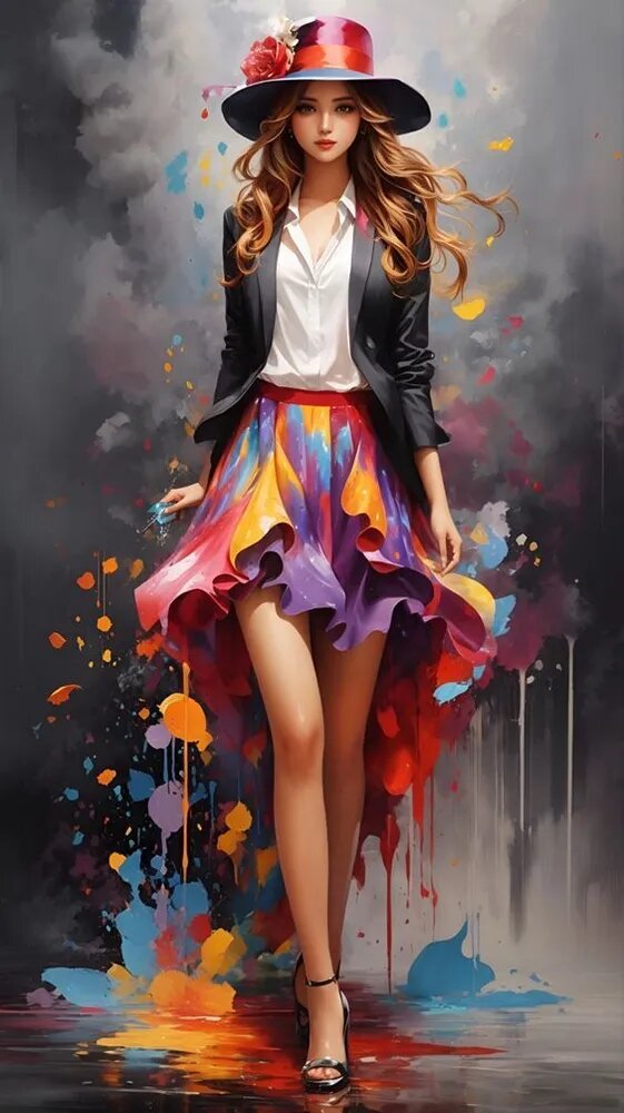 Алмазная Мозаика "Девушка В Шляпе" 40х50 Алмазная Вышивка/Живопись Стразами, Полная Экспозиция