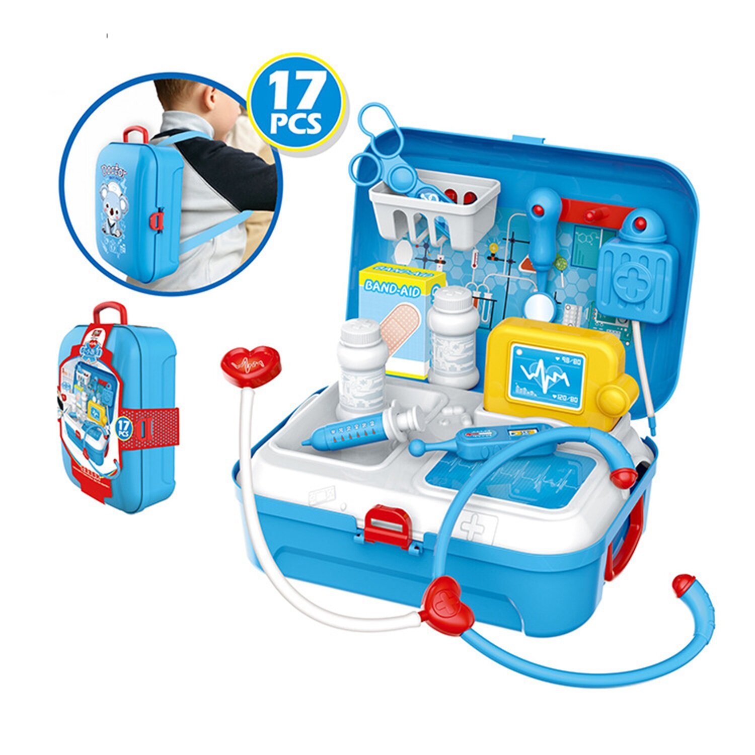 Игрушки для детей Игры для детей Набор игрушек для ролевого игры Доктор Медсестра Стоматолог 17 деталей Сумка-брюки синий белый Игровой набор Подарок для детей