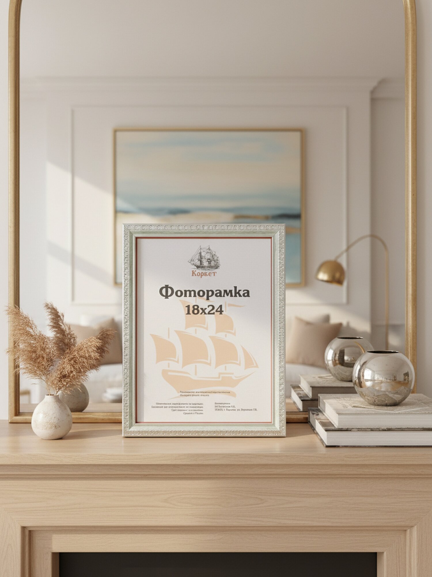 Фоторамка 18х24 см пластиковая, рамка для фото, ПВХ