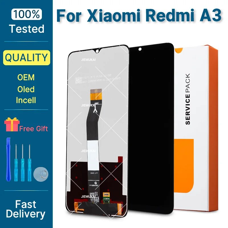 23129RN51X 23129RN51H протестировано для Xiaomi Redmi A3, ЖК-дисплей, дигитайзер Black No Frame