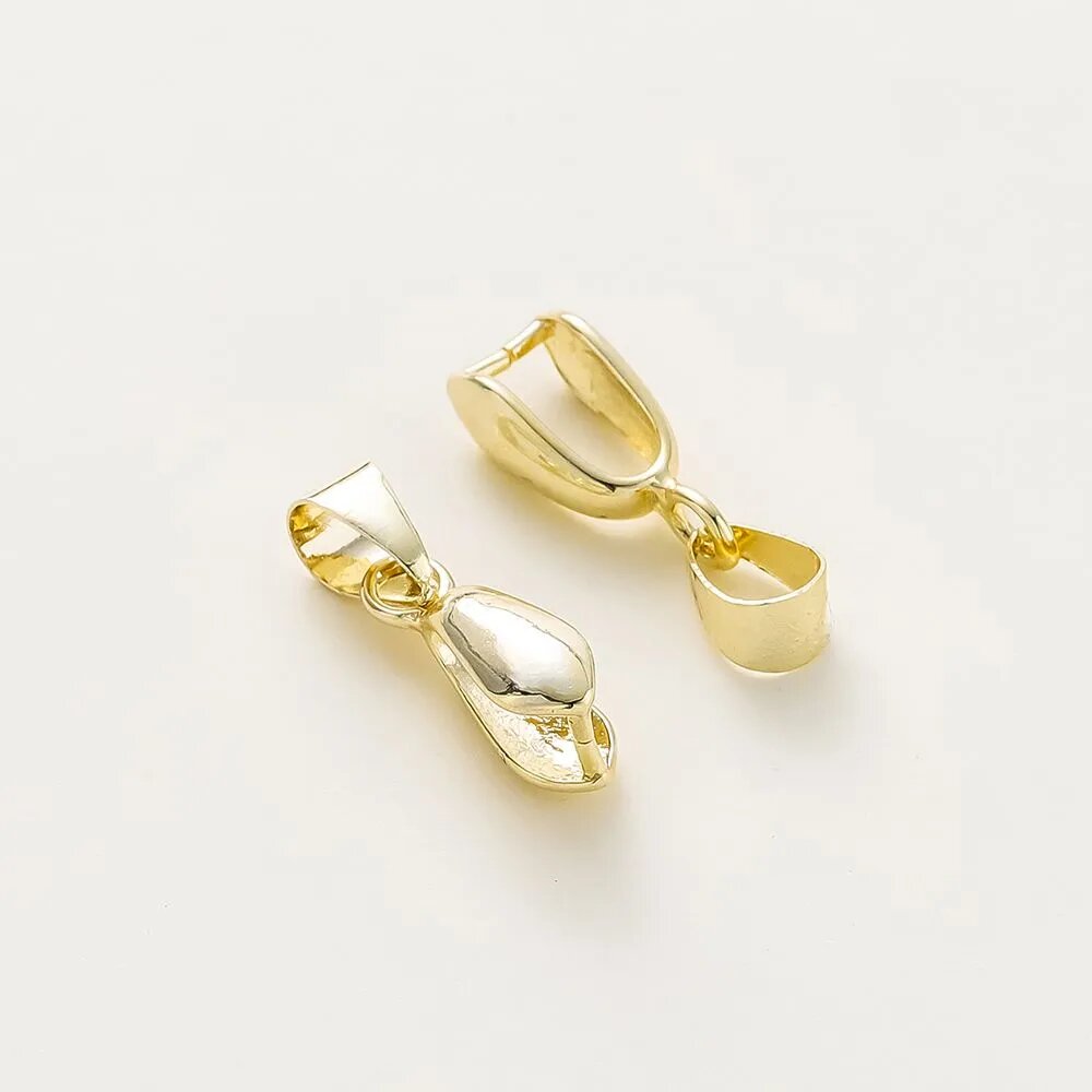 Бейл держатель для кулона подвески 30 шт для бижутерии/рукоделия, Медь, 6*16 мм цвет золота 14k