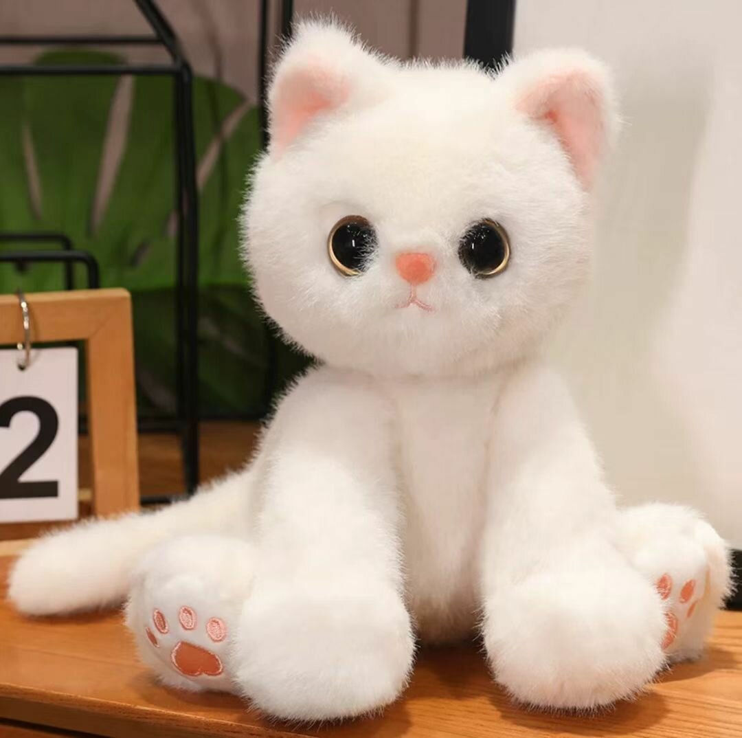 Мягкая игрушка "Мама Кошка", интерактивная, белый красивый цвет E140, 23 см — фото 1