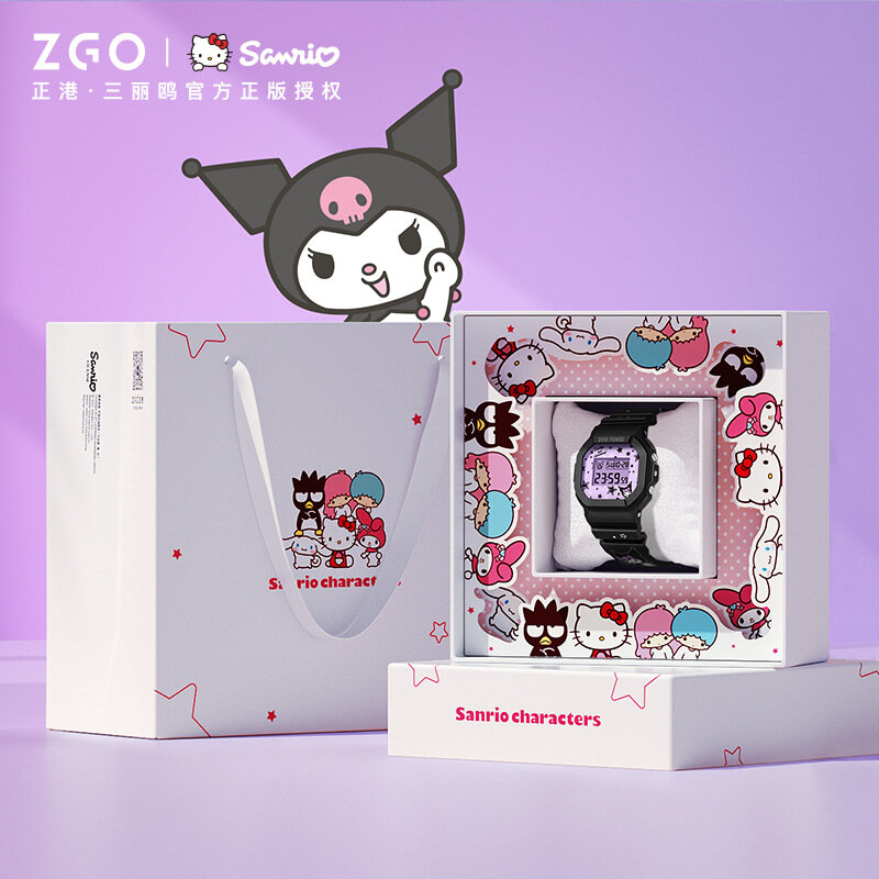 Электронные часы HelloKitty для девочек, подходящие для учениц средних и старших классов, детей, девочек, сотрудничество с Hello Kitty