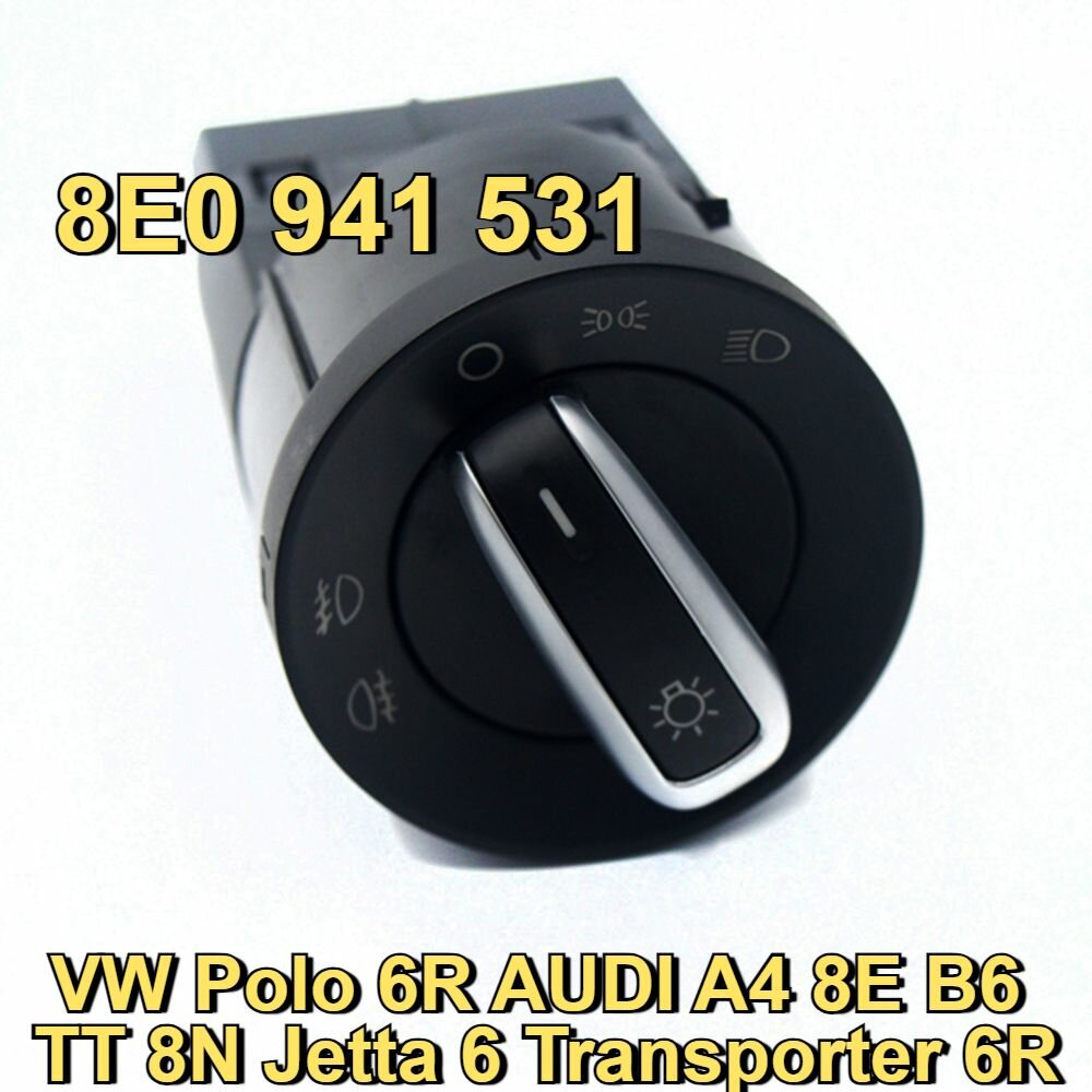 Хромированные противотуманные фары, переключатель управления фарами для Volkswagen VW Polo 6R AUDI A4 8E B6 TT 8N Jetta 6 Transporter 6RD 941 531 6RD941531
