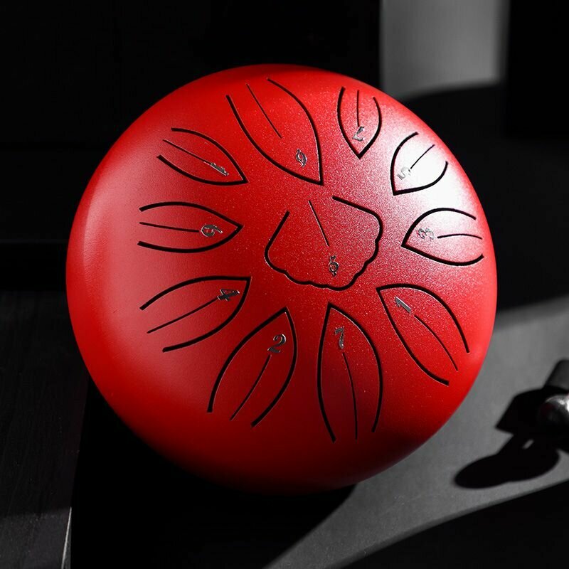 CICADANCE Глюкофон барабан , Красный, язычковый барабан 11 лепестков 16 см, с сумкой для хранения