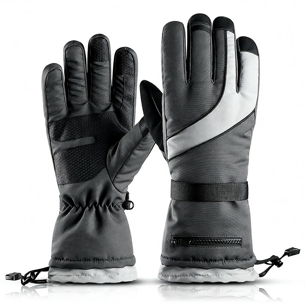 Перчатки зимние тепловые для лыжных видов спорта мужские женские ветозащищенные снежные водные спортивные для лыжки велосипеда альпинизма цвет черный серый размер М Л XL