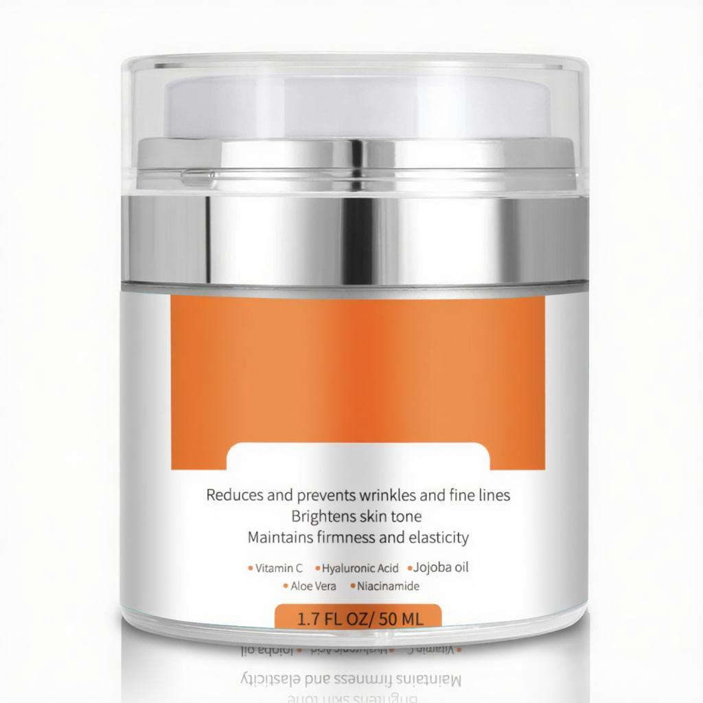 Крем для лица и тела с витамином C, витамином E, гиалуроновой кислотой, ниацинамидом и маслом хо joba против старения и морщин для увлажнения кожи мужчин и женщин, белый цвет, 50мл/1.7фл. оз, 1шт