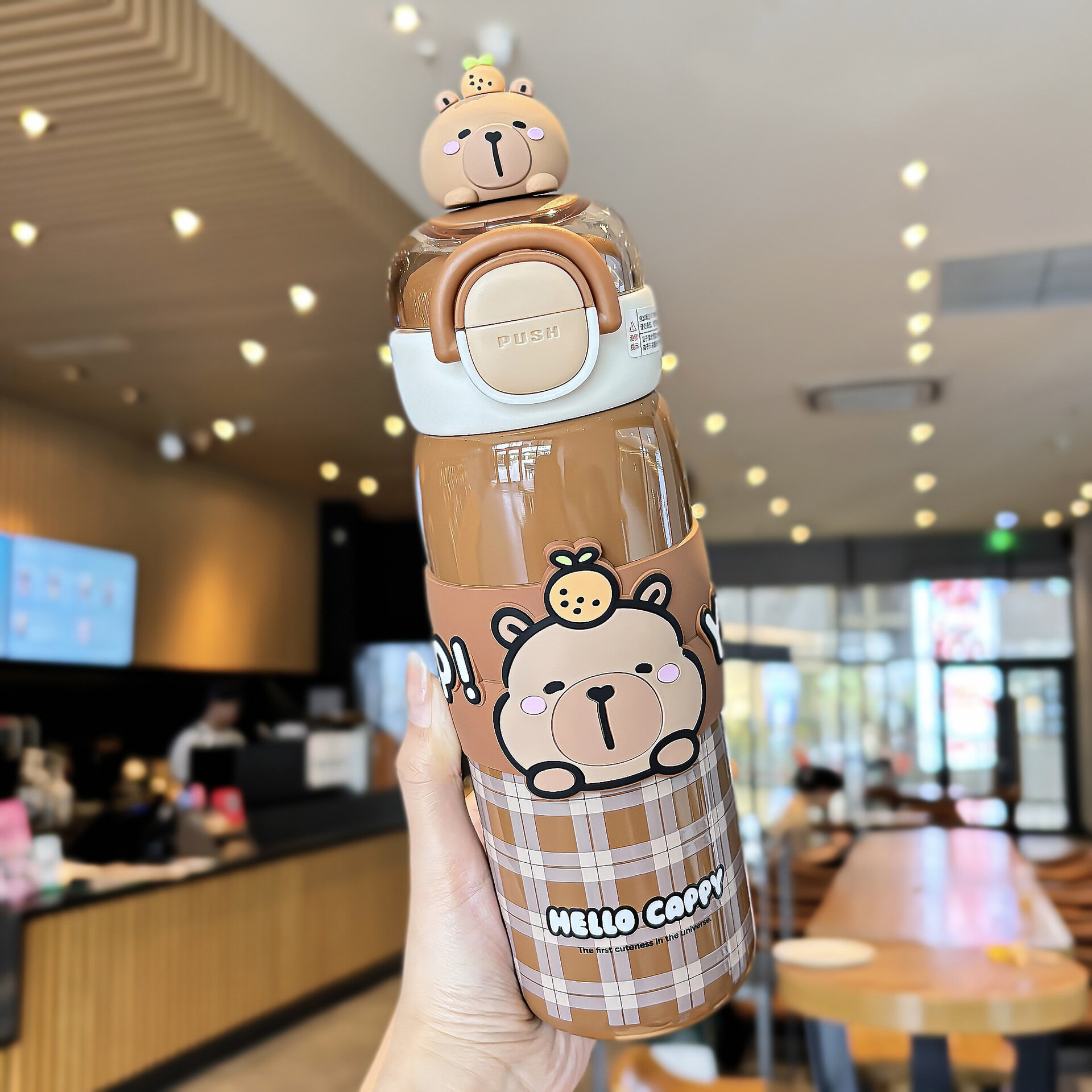 Высококачественная изолированная бутылка для воды Kapibara для детей, школьная сумка для мальчиков и девочек, боковой карман, кроссбоди, кружка, школьные принадлежности для учеников