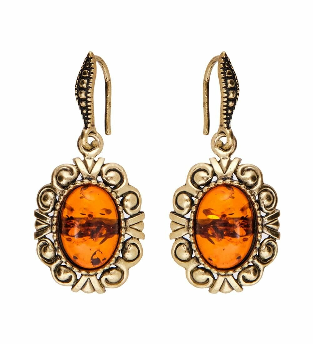 Серьги одиночные, янтарь