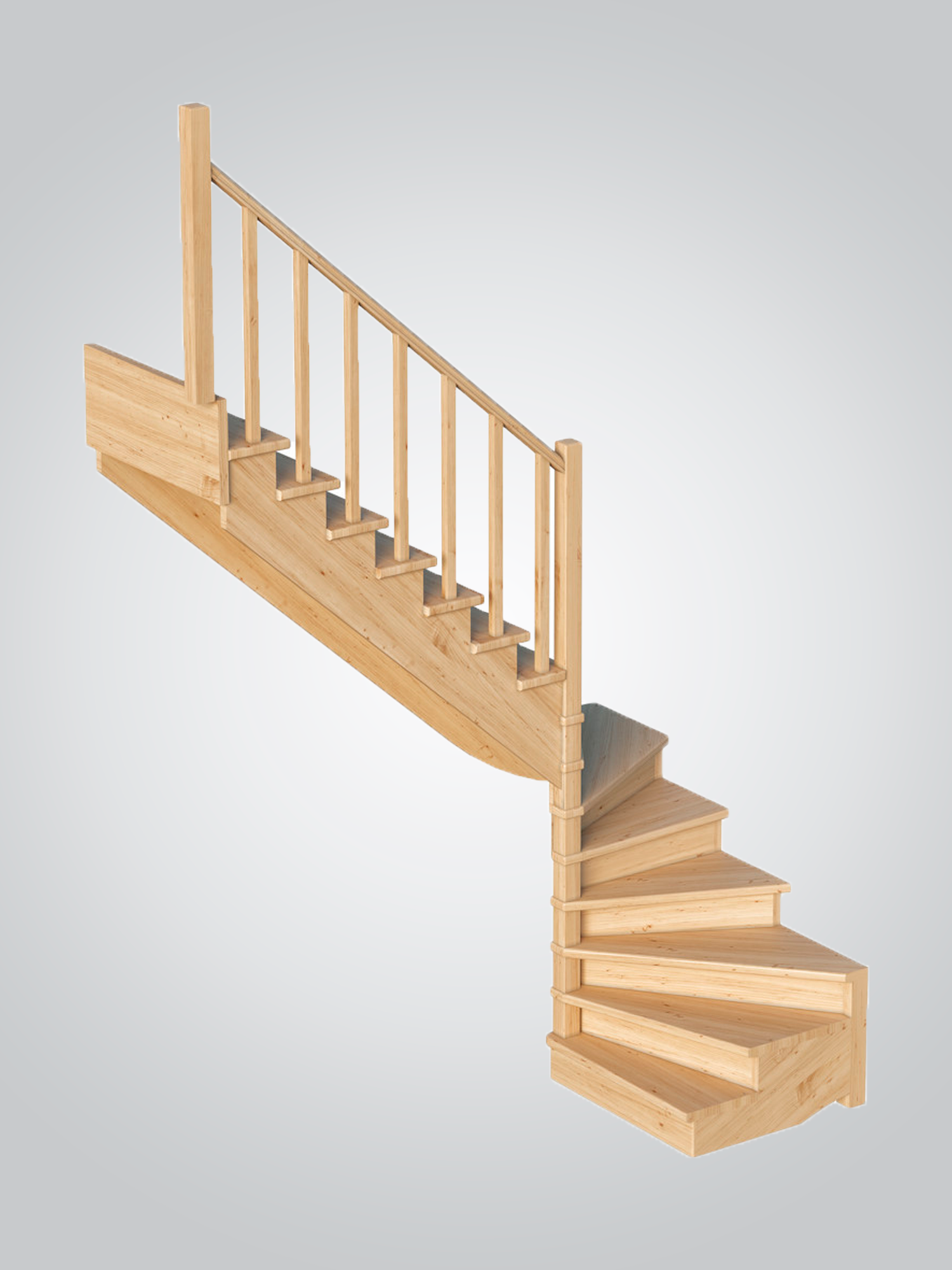 Лестница на второй этаж К-003м/5 Левая с подступенками