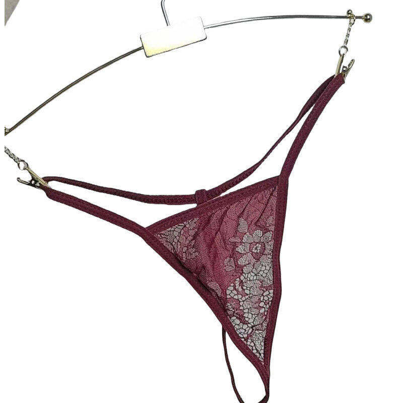 Сексуальные стринги с тонкими бретелями, бикини с низкой посадкой и принтом, женские сексуальные стринги в стиле футболки для фитнеса и спорта. Кружевные бордовые стринги.