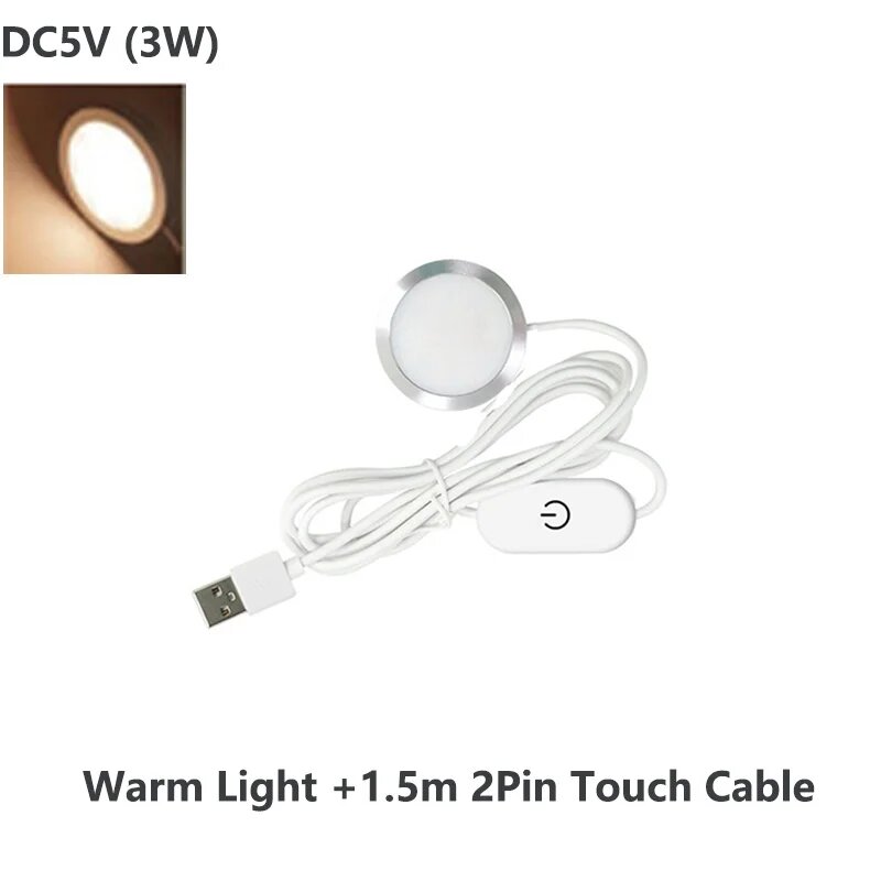 USB 5 В светодиодный светильник под шкафом 3 Вт с сенсорным затемнением мини-прожектор для ювелирных изделий витрина шкаф накладной потолочный светильник
