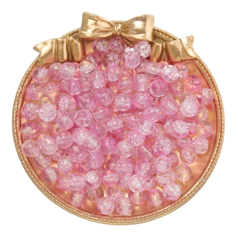 Бусины стекло Битое стекло ассорти 8 мм 50шт, Цвет розовый