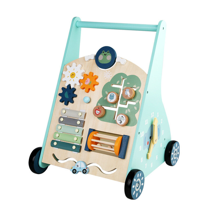Деревянный детский ходунок, толкающая машинка для младенцев, многофункциональный ходунок с регулируемой скоростью, деревянная развивающая игрушка-машинка
