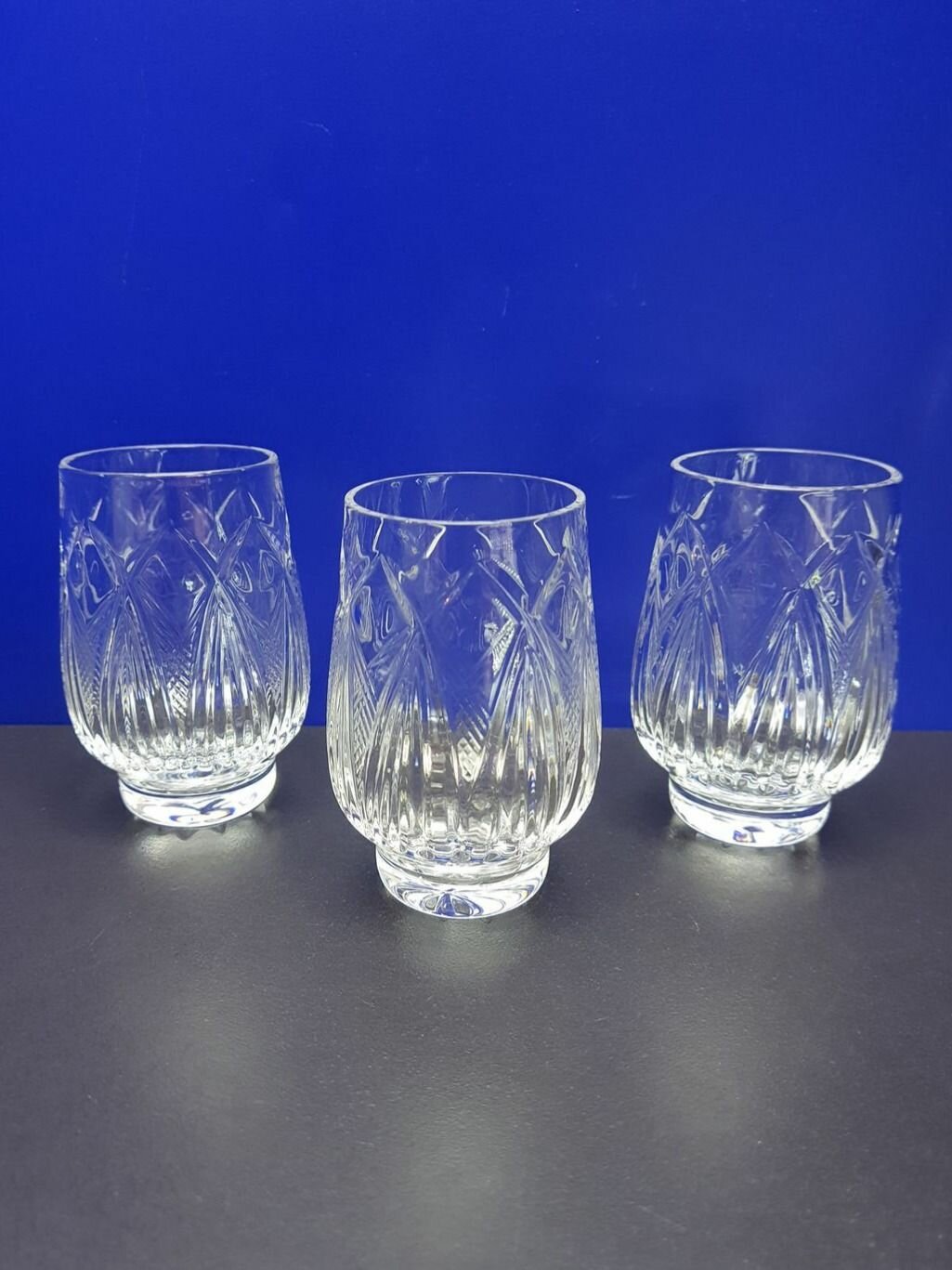 Винтажные стаканчики, хрустальное стекло, ДХЗ, СССР, 1970-1980 гг. набор 3 шт.