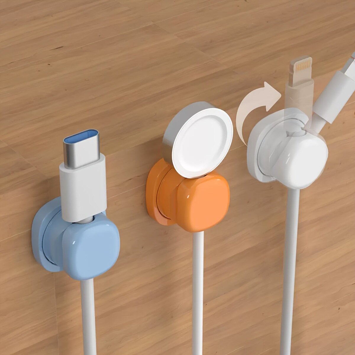 Вращающийся держатель для кабелей с пружиной для зарядных кабелей мобильных телефонов, кабелей для наушников, сетевых кабелей, силовых кабелей и органайзера для кабелей