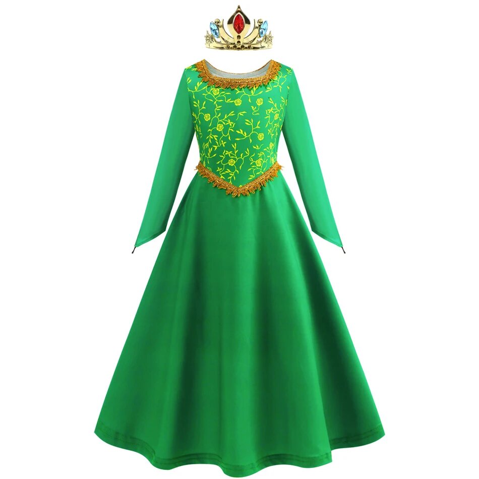 Fiona Детский костюм принцессы зеленое маскарадное платье шрек костюм Хэллоуин фантазия искусственная кожа костюм ролевая игра для девочек