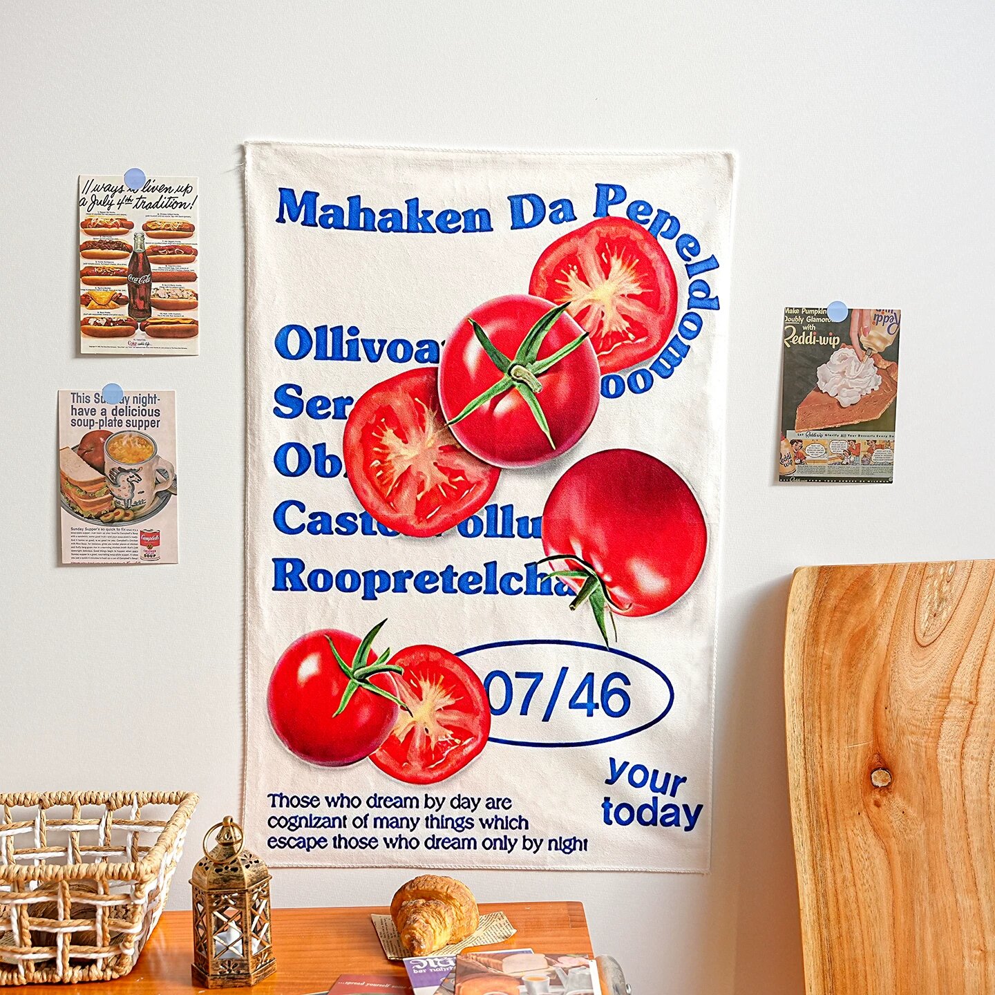 Корейский декоративный настенный текстиль с томатами для спальни, прикроватной зоны, фон для декора помидор_40*60 см,