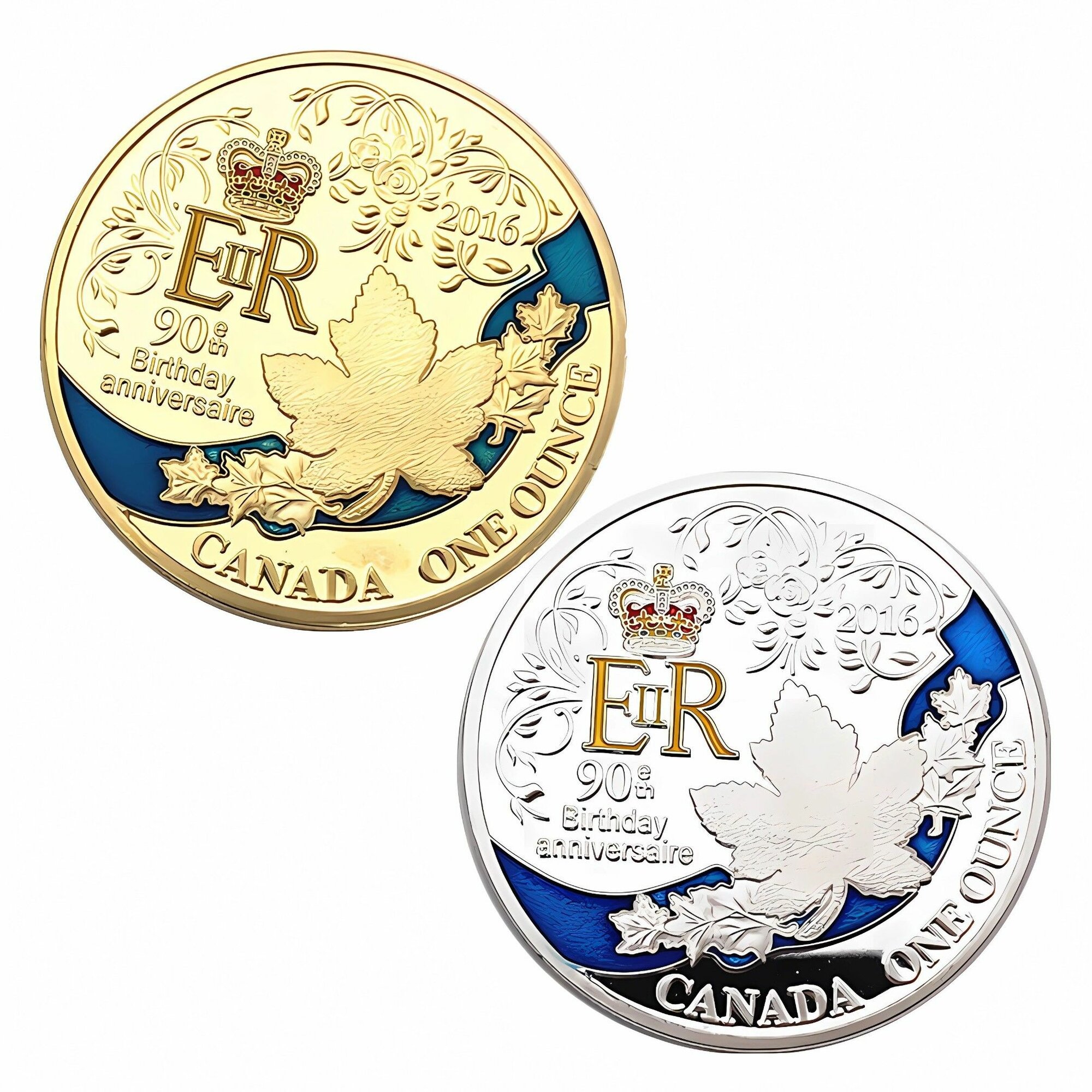 Эксклюзивный юбилейный комплект представлен коронной монетой к 90летию королевы и коллекционной серией Жизнь канадского кленового листа