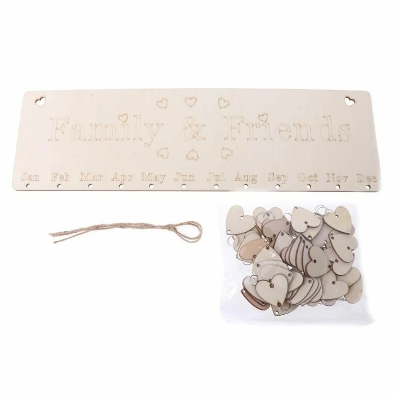 Деревянная доска-календарь для дней рождения, Цвет Хаки - M