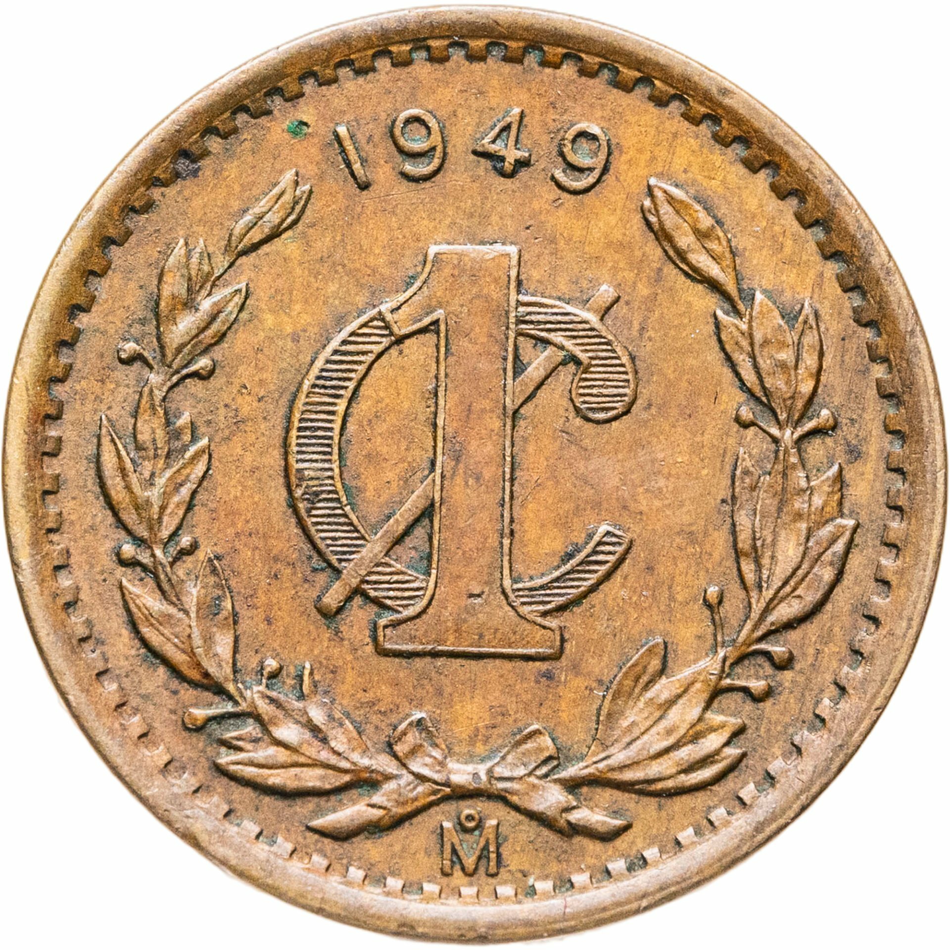 Мексика 1 сентаво centavo 1949, Бронза, в сохранности XF