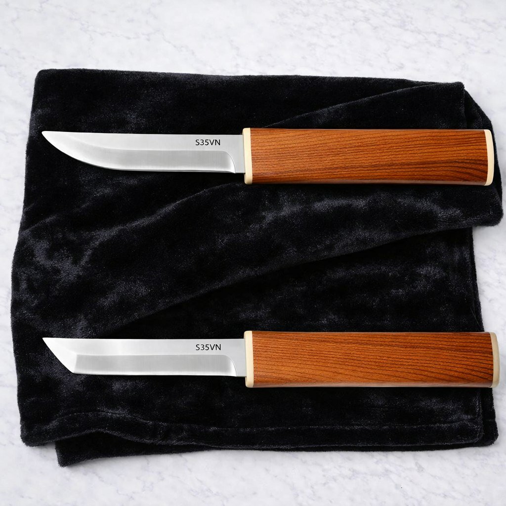 Туристический нож "TANTO" пластиковый, двойной, складной, в ножнах, коричневый