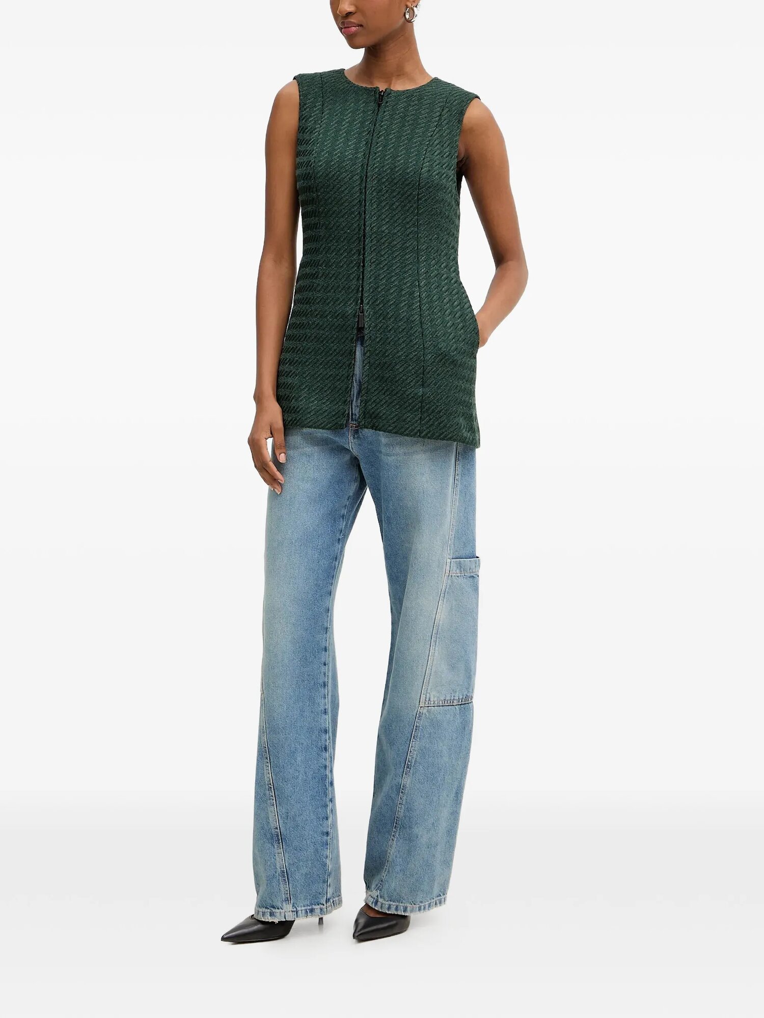 Топ Armani Exchange Zip herringbone top, размер 40 — фото 1