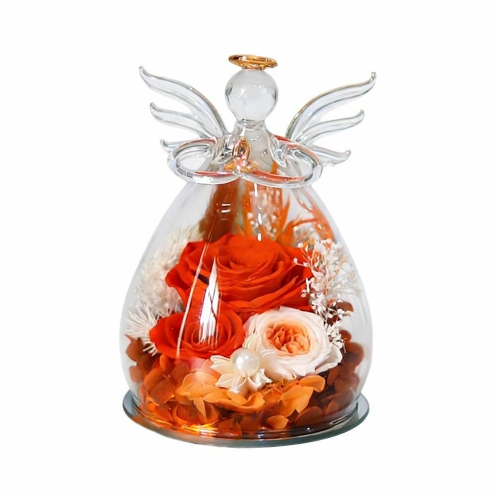 Хрустальный цветок "Ангел", засушенная роза, подарок на 8 марта, годовщину, свадьбу, день рождения