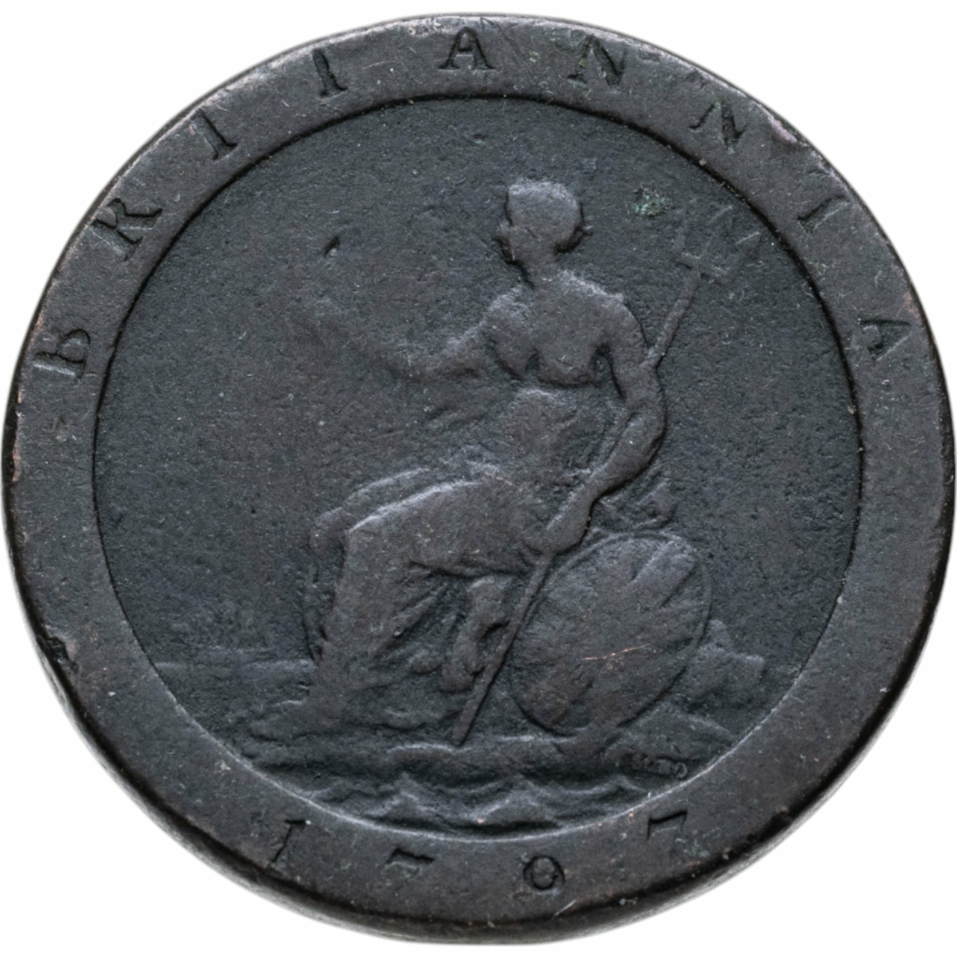 Великобритания 1 пенни 1797, Медь, в сохранности F