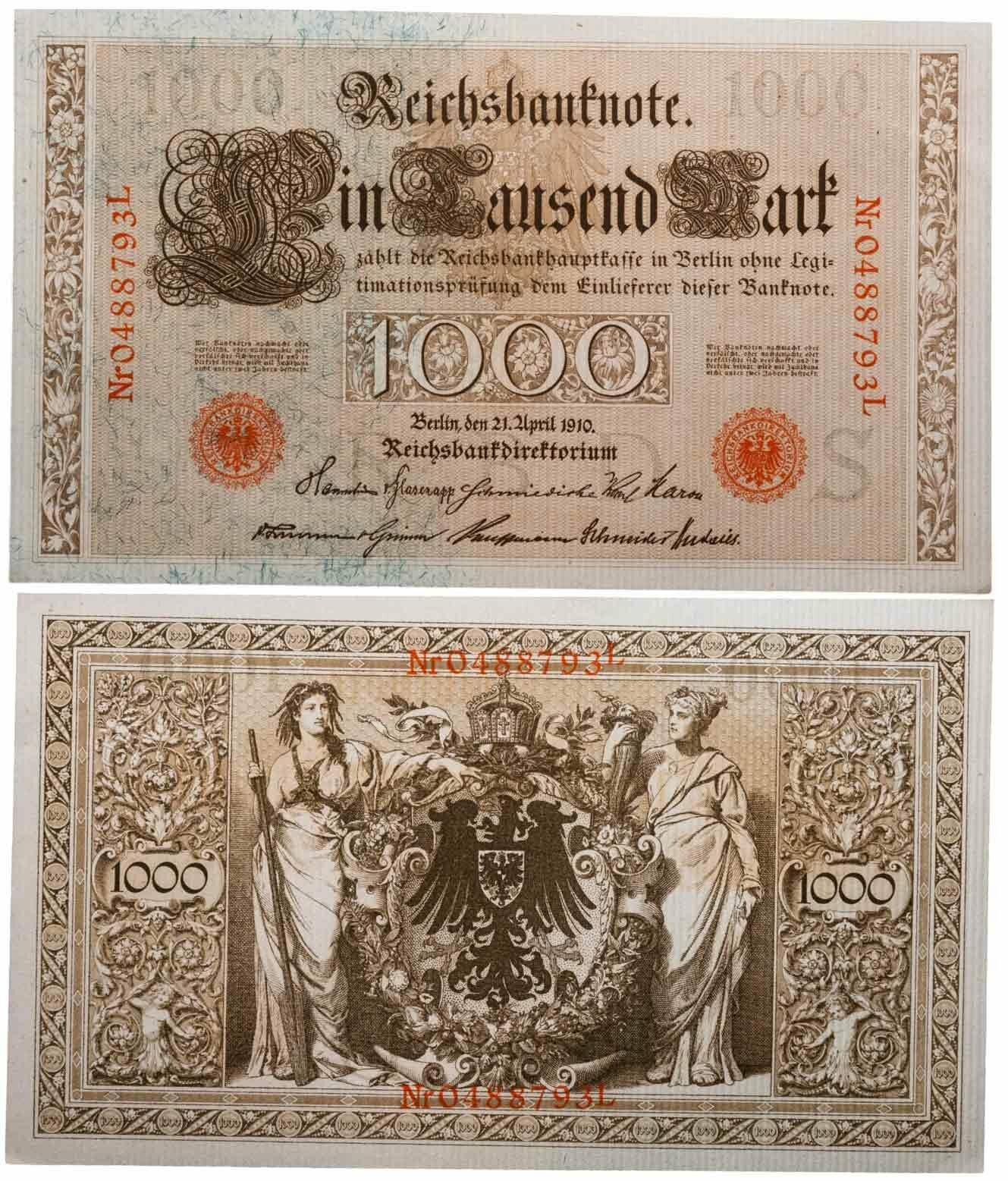 Германия 1000 марок 1910