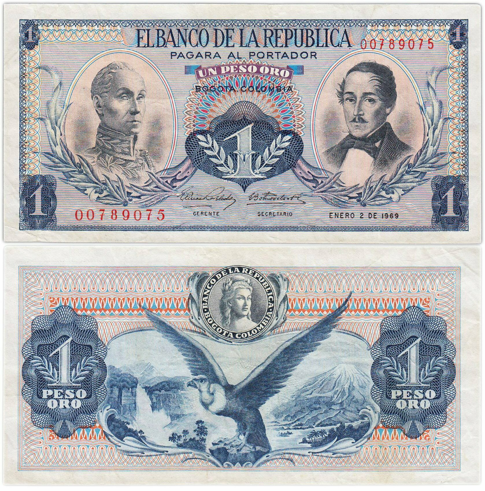 Колумбия 1 песо 1969