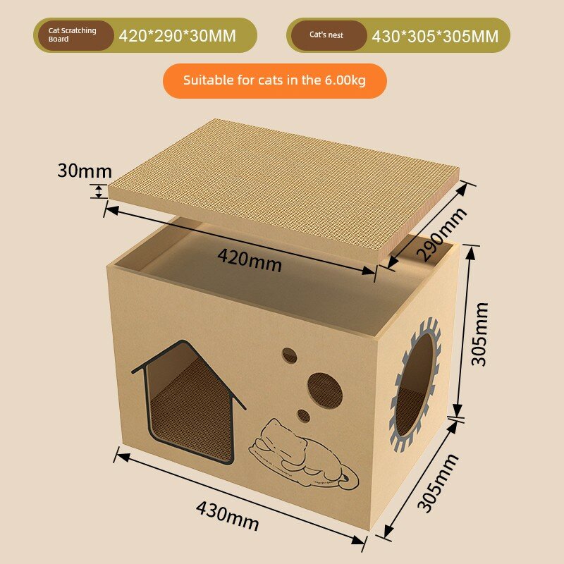Картонная доска для когтей кошек, лежанка и лоток для кошек «все в одном», износостойкая, устойчивая к царапинам, не