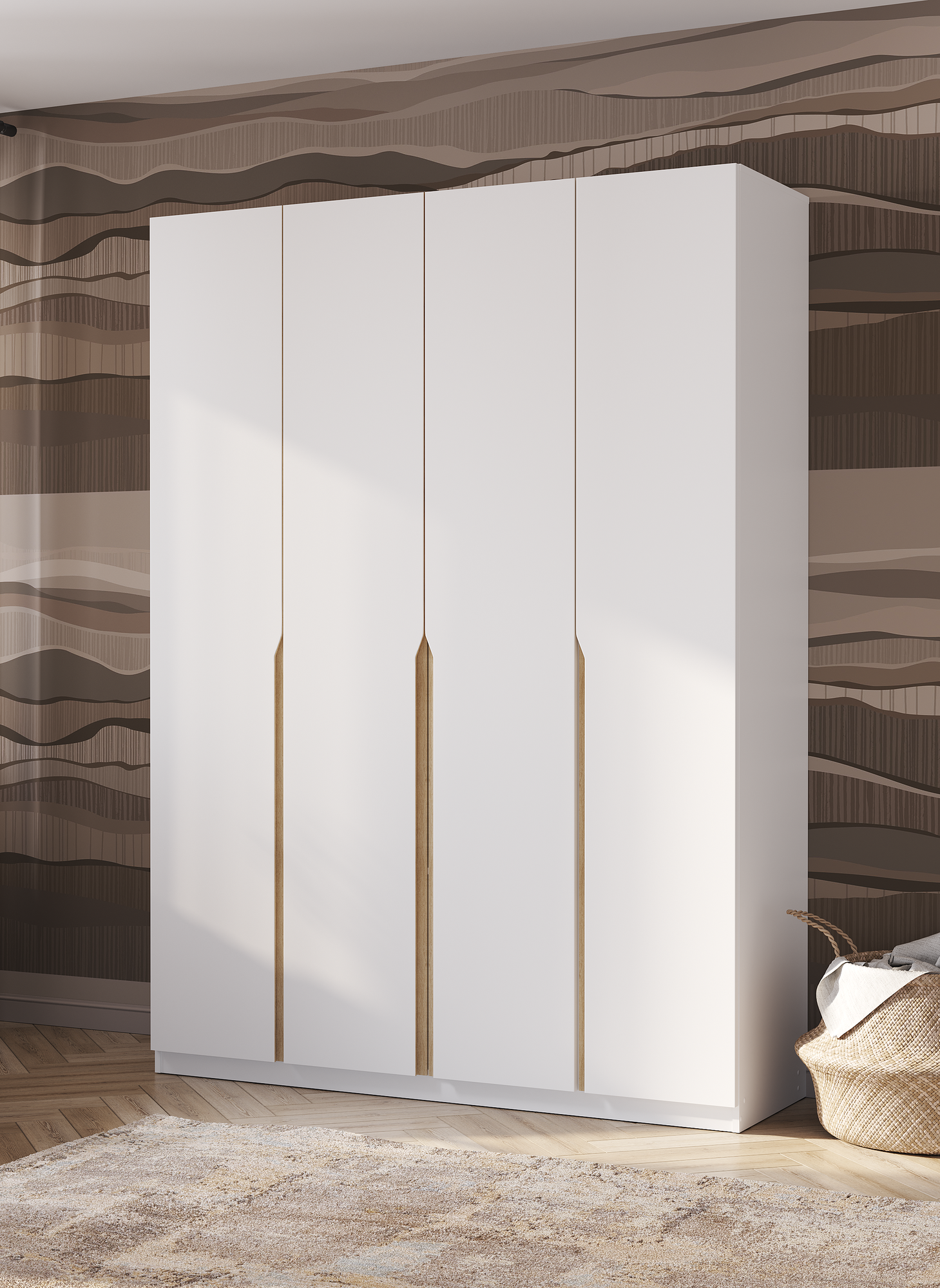 Деревянный шкаф для одежды распашной в прихожую Айрон белый/древесный