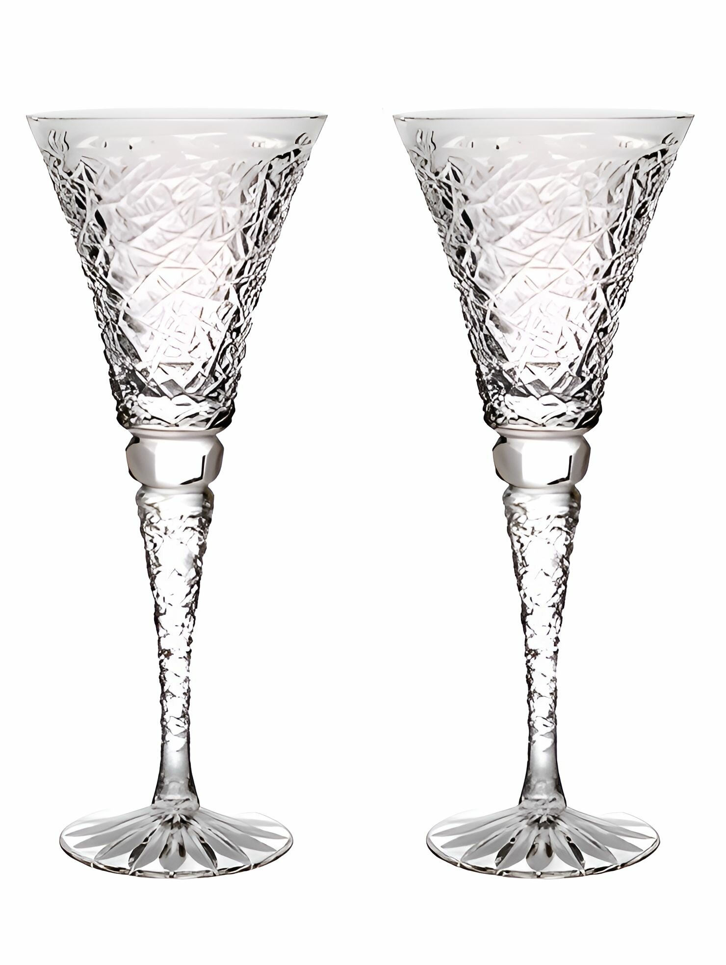 Хрустальные фужеры для белых вин, объем 200 мл, набор 2 шт, Неман "Иней" 1100/81 - 12126/200гр.