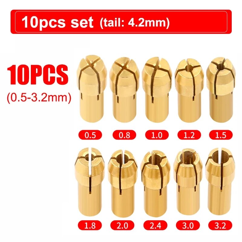 Набор бит для дрели Dremel 0,5-3,2 мм 10pcs (Tail 4.2mm), Chuck set