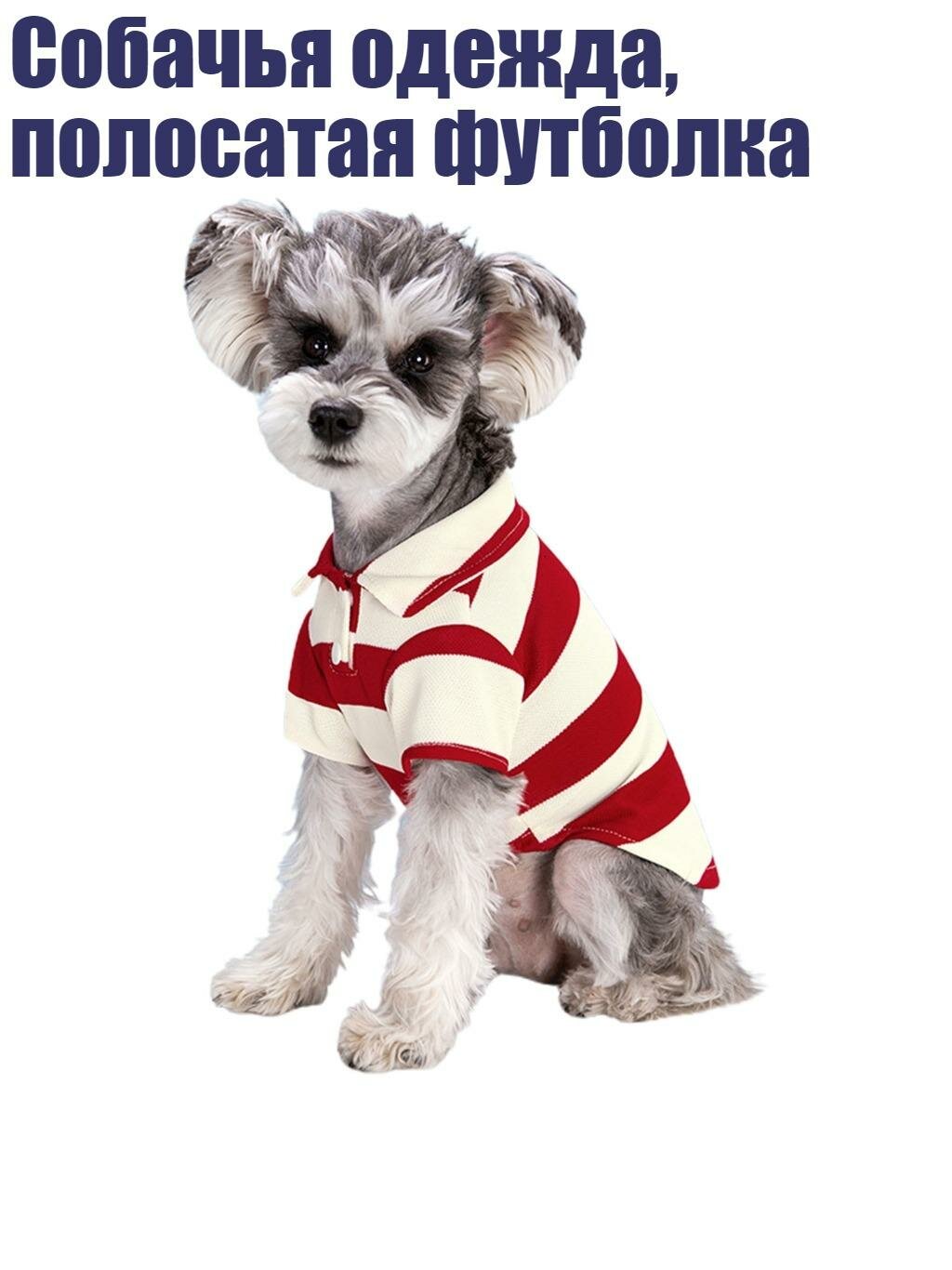 Собачья одежда, полосатая футболка, красный - L