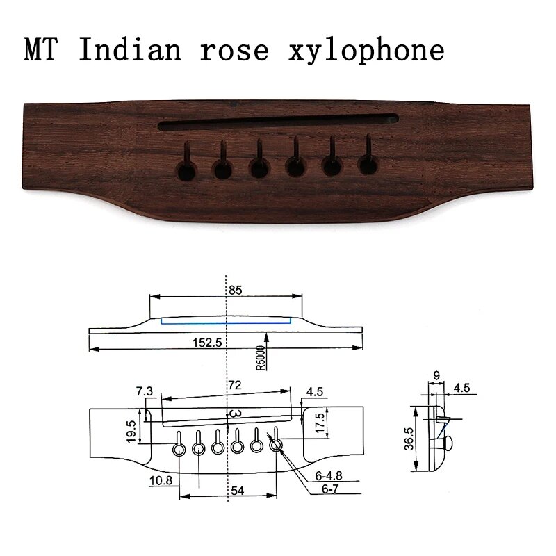 Бридж для акустической гитары на 6-струнный стиль Martin, черное дерево, роза, венге, много материалов Коричневый, MT RO G0409