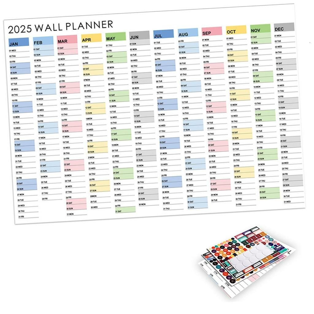 Настенный календарь на 2025 год Календарь учебного года Подвесной календарь Годовой планировщик Офисные школьные принадлежности для ежедневного планирования