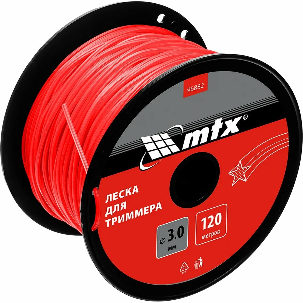 Леска для триммера MTX звезда 3.0 мм х 120 м, на катушке 96882