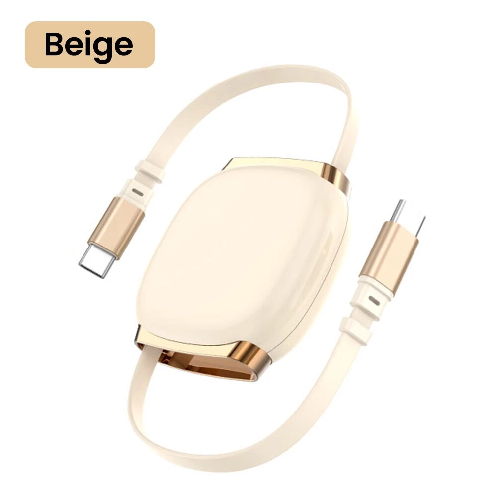 Выдвижной кабель USB-C - USB-C, beige
