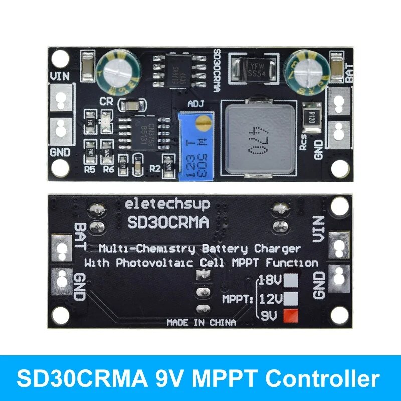 TZT MPPT Солнечный контроллер заряда для LiFePO4 аккумуляторов 2PCS, 9V