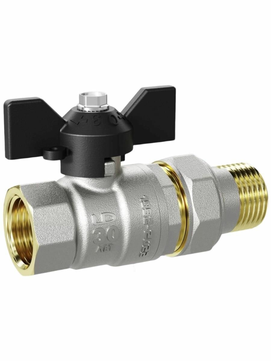 Кран шаровой с американкой полнопроходной (бабочка) LD Pride 3/4"