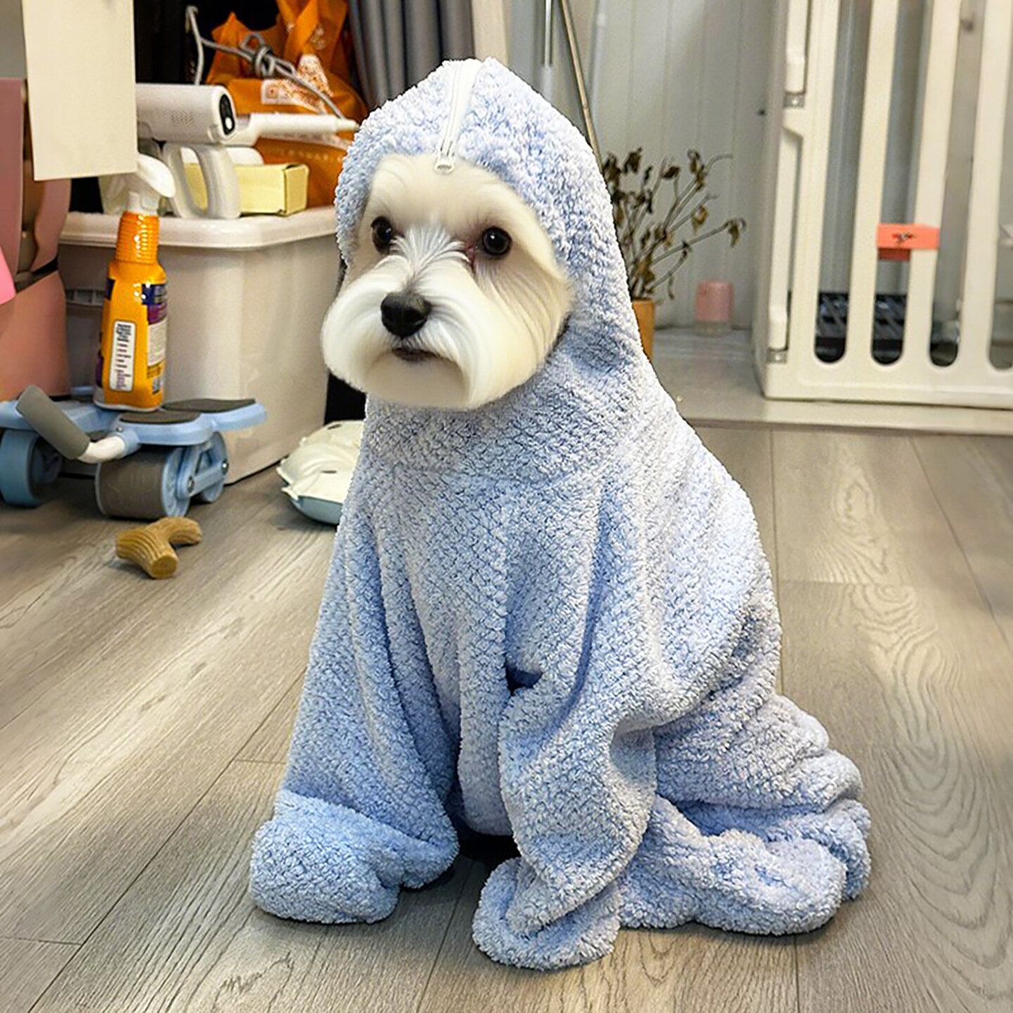 Полотенце для купания домашних животных Neural Cat с полным покрытием, впитывающее, с молнией на спине, из утолщенной ананасовой велюровой ткани.