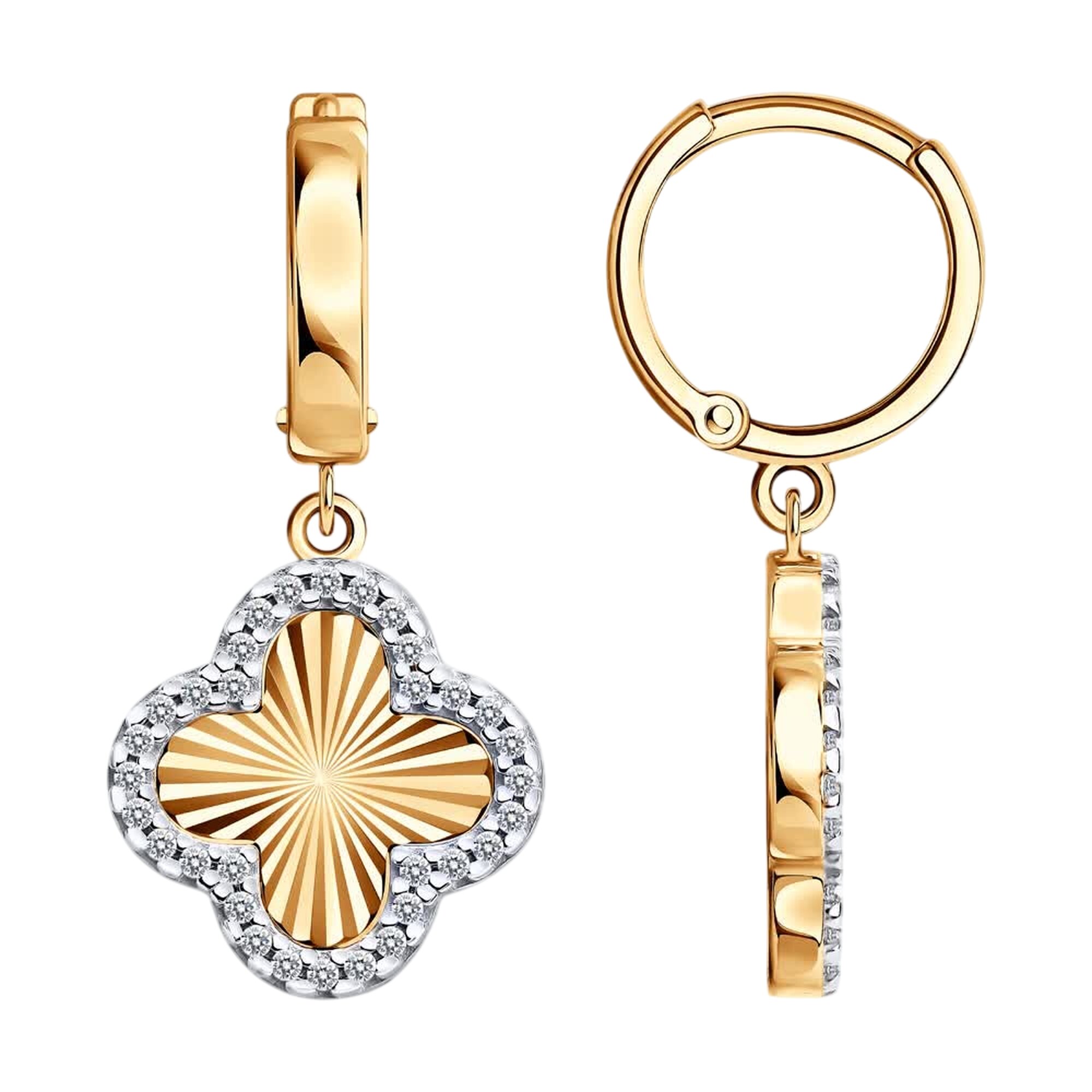 Серьги Diamant online, серебро, 925 проба, золочение, фианит