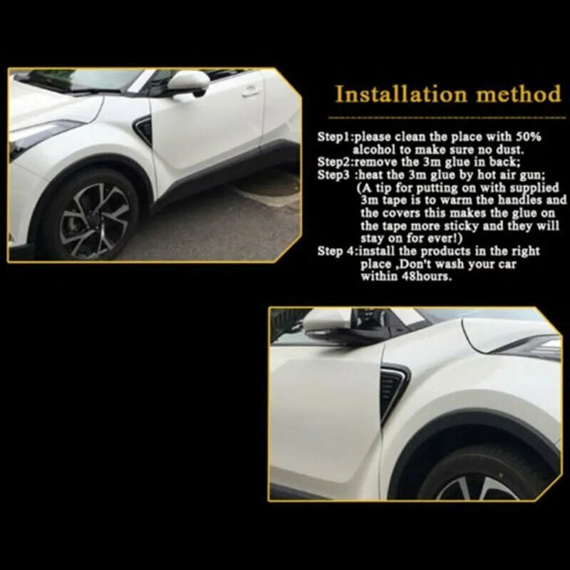 2 шт. боковая накладка на воздухозаборник для Toyota CHR C-HR 16-18 Автомобильные детали и аксессуары (черные и серебристые)
