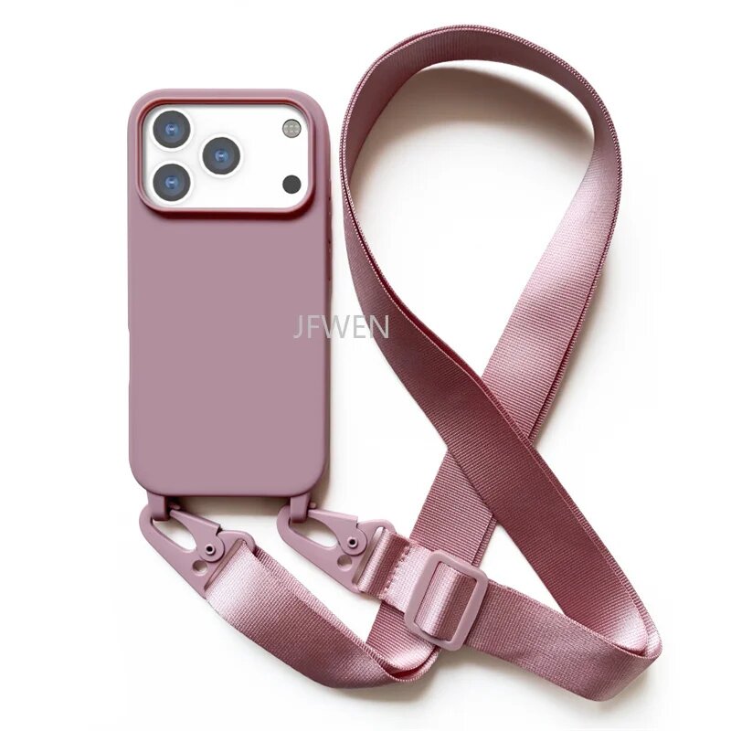 Чехол-накладка с ремешком через плечо для iPhone 17 Air, 16, 16E, 13, 14, 15, 12 Mini, 11 Pro Max Plus, силиконовый, цвета леденца, мягкий ТПУ, задняя крышка