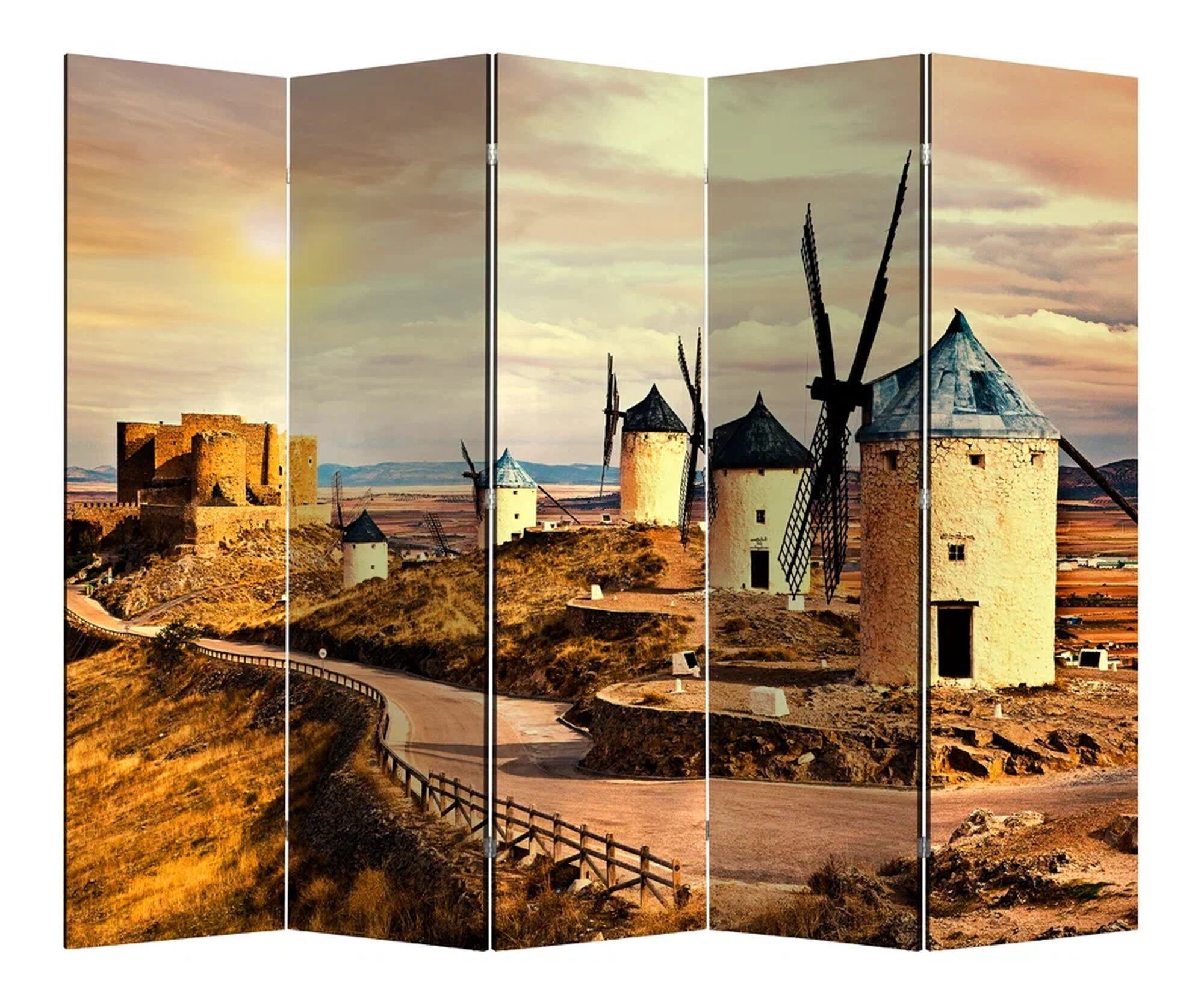 ПВХ ширма перегородка для зонирования Мельницы 2 - 5, размер 177х235/47 см