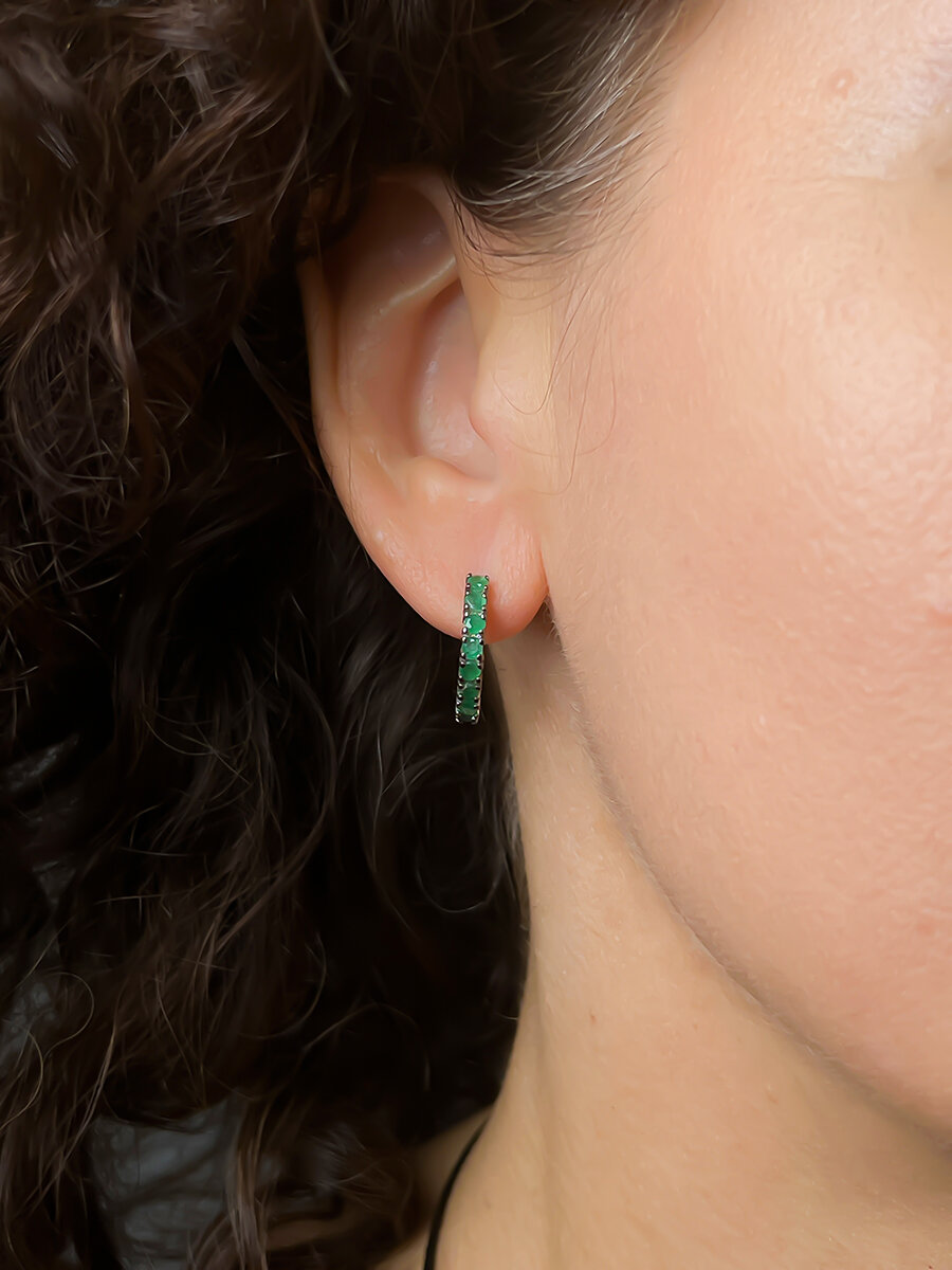 Серьги, серебро, 925 проба, родирование, изумруд